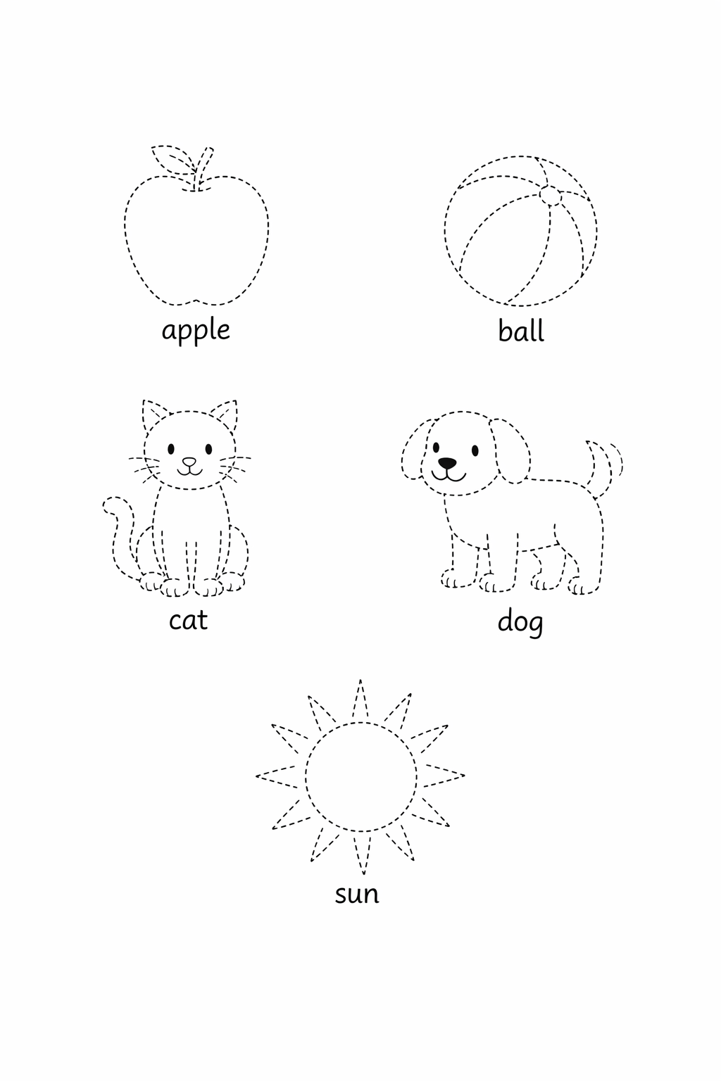 LKG Drawing Worksheet – Tracing & Coloring for Kids