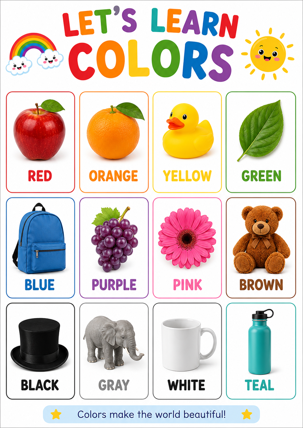Color Names for Kids | Basic Colors Learning Chart